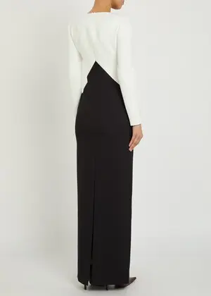 Roland Mouret Colour-blocked Crepe Maxi Dress