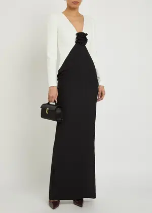 Roland Mouret Colour-blocked Crepe Maxi Dress