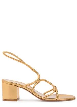 GIANVITO ROSSI 65 Metallic Nappa Leather Sandals - Gold