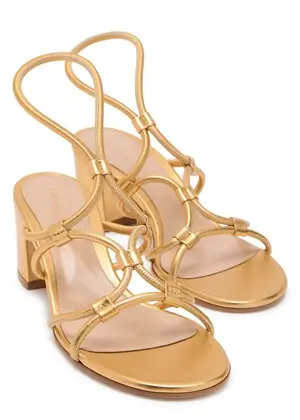 GIANVITO ROSSI 65 Metallic Nappa Leather Sandals - Gold