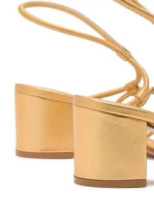 GIANVITO ROSSI 65 Metallic Nappa Leather Sandals - Gold