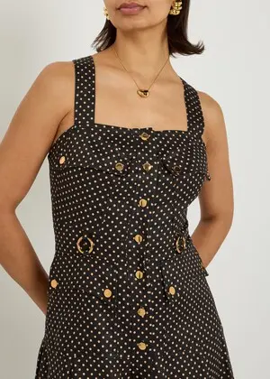 Zimmermann Luna Polka-dot Linen Midi Dress - Black