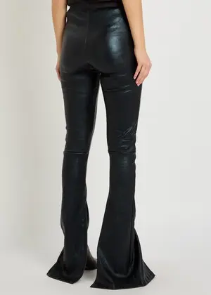 Rick Owens Carmen Flared-leg Leather-blend Trousers