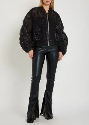 Rick Owens Carmen Flared-leg Leather-blend Trousers