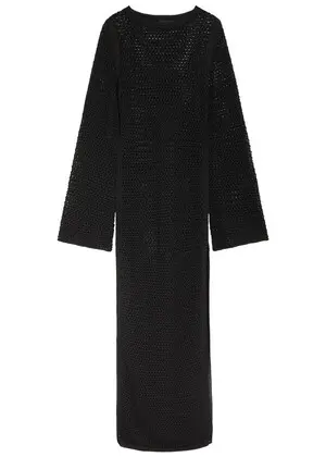 DELOS Open-knit Maxi Dress - Black