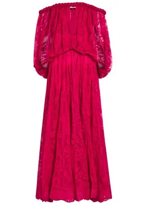Zimmermann Lace Off-the-shoulder Gown - Fuchsia