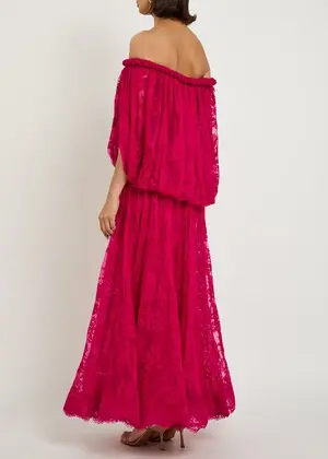 Zimmermann Lace Off-the-shoulder Gown - Fuchsia