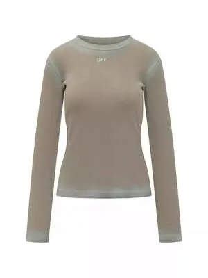 Off-White Ribbed Long-sleeved Top