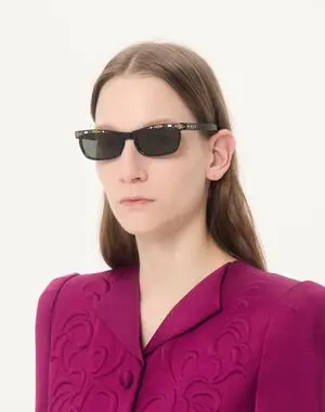 Valentino Garavani Rectangular Acetate Sunglasses - Black/grey