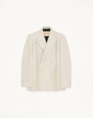 Valentino Garavani Double-breasted Silk Jacquard Jacket With Pressed Crease