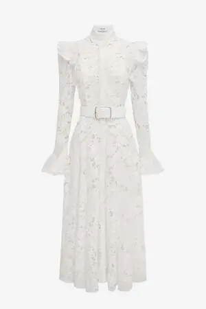 LEO LIN SHOPIFY Aliyah Lace Butterfly Sleeve Midi Dress - Snow