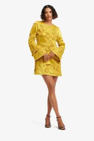LEO LIN Embellished Bell Sleeve Mini Dress