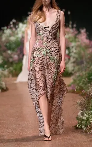Elie Saab Embroidered Silk Maxi Dress