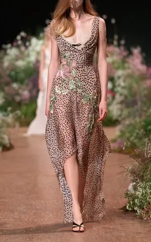 Elie Saab Embroidered Silk Maxi Dress