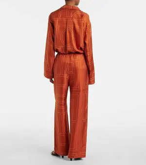 TOTEME Monogram Silk Twill Pajama Pants - Orange