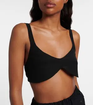 Prada Oversized Silk Crêpe De Chine Bra Top - Black