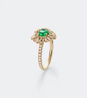 SUZANNE KALAN 18kt Yellow Emerald And Diamond Ring