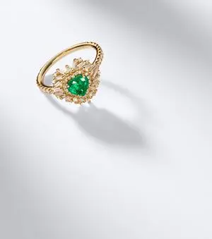 SUZANNE KALAN 18kt Yellow Emerald And Diamond Ring