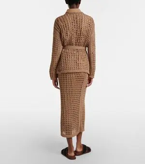 Max Mara Geode Open-knit Cotton Midi Skirt - Brown