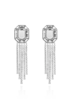 SELF-PORTRAIT Shimmering Crystal Dangle Earrings - Silver