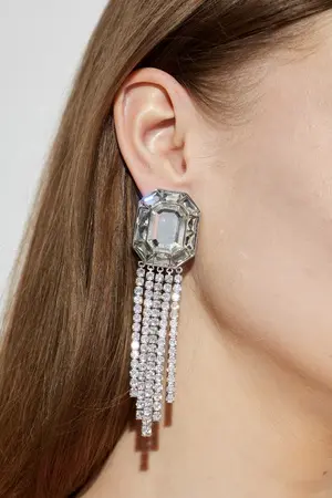 SELF-PORTRAIT Shimmering Crystal Dangle Earrings - Silver