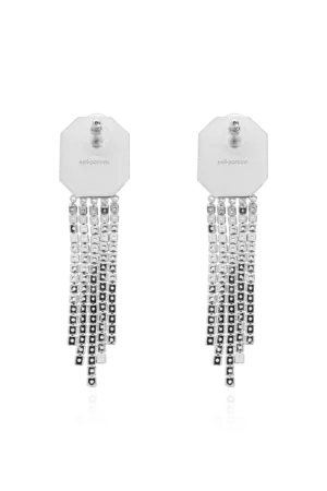 SELF-PORTRAIT Shimmering Crystal Dangle Earrings - Silver