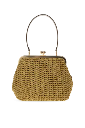 COACH Kisslock 27 Raffia Shoulder Bag - Green