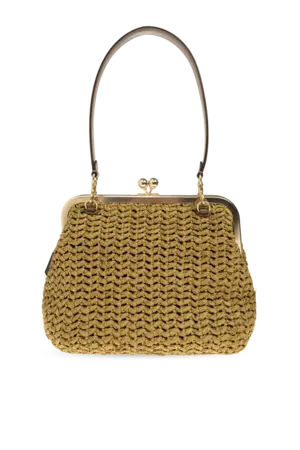 COACH Kisslock 27 Raffia Shoulder Bag - Green