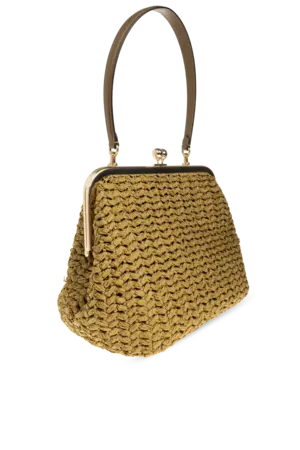 COACH Kisslock 27 Raffia Shoulder Bag - Green