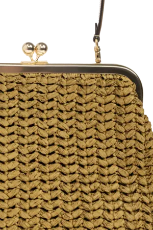 COACH Kisslock 27 Raffia Shoulder Bag - Green