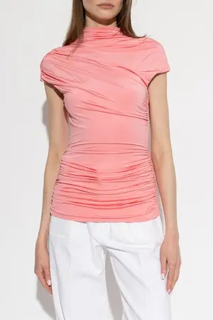 SELF-PORTRAIT Satin Draped Top