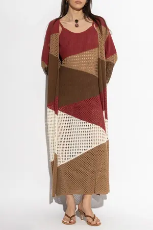 AKEP Geometric Pattern Maxi Cardigan - Multicolour