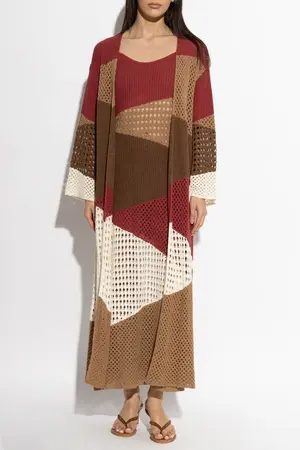 AKEP Geometric Pattern Maxi Cardigan - Multicolour