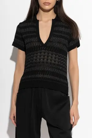 AKEP Lurex Thread Polo Shirt - Black