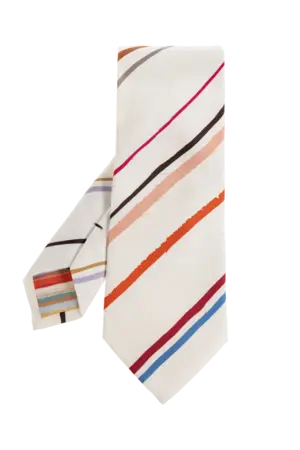 Paul Smith Printed Silk Neck Tie - Cream