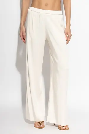 AKEP Satin Trousers With Side Stripes - Cream