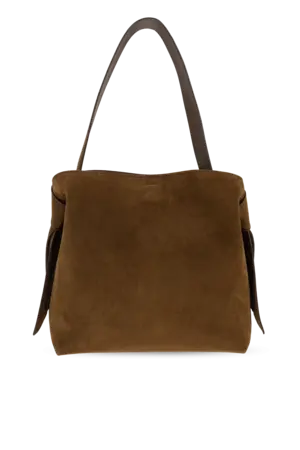 Acne Studios Suede Shoulder Bag With Logo - Brown