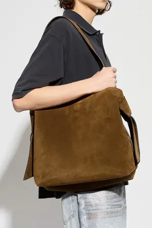 Acne Studios Suede Shoulder Bag With Logo