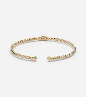 David Yurman Cable Spira Flex X Micro 18kt Yellow Cuff Bracelet With Diamonds