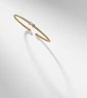 David Yurman Cable Spira Flex X Micro 18kt Yellow Cuff Bracelet With Diamonds