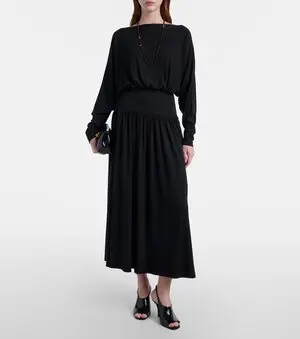 TOTEME Gathered Midi Dress - Black
