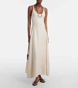 TOTEME Cotton Tweed Maxi Dress - Beige
