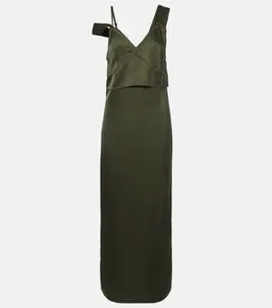 TOTEME Deconstructed Satin Slip Dress - Green