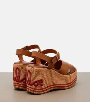 Chloé Leather Wedge Sandals - Brown