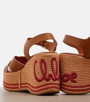 Chloé Leather Wedge Sandals - Brown