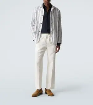 Brioni Linen And Cotton Straight Pants - White