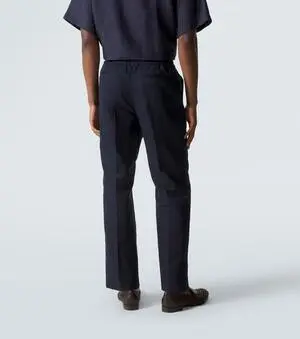 Brioni Straight Linen And Cotton Pants - Blue