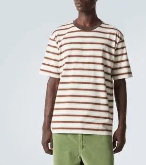 Auralee Striped Cotton Jersey T-shirt - Brown