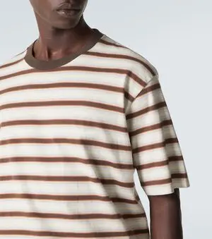 Auralee Striped Cotton Jersey T-shirt - Brown