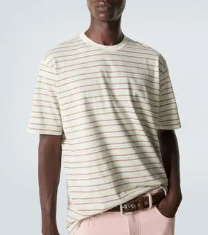 Auralee Striped Cotton Jersey T-shirt - Multicoloured